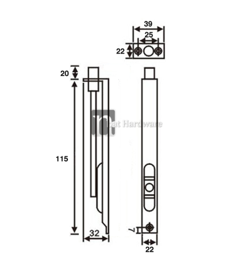 115mm Door Flush Bolt | nBat Hardware