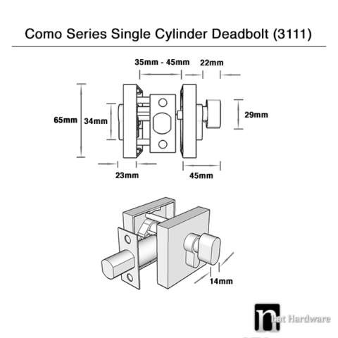 Single Cylinder Deadbolt - Matt Black Finish | nBat Hardware