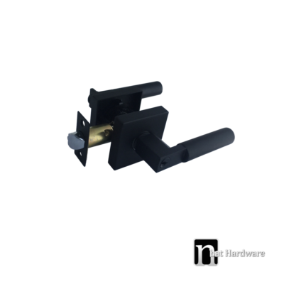 Matt Black Entrance lever Lock Set | nBat Hardware