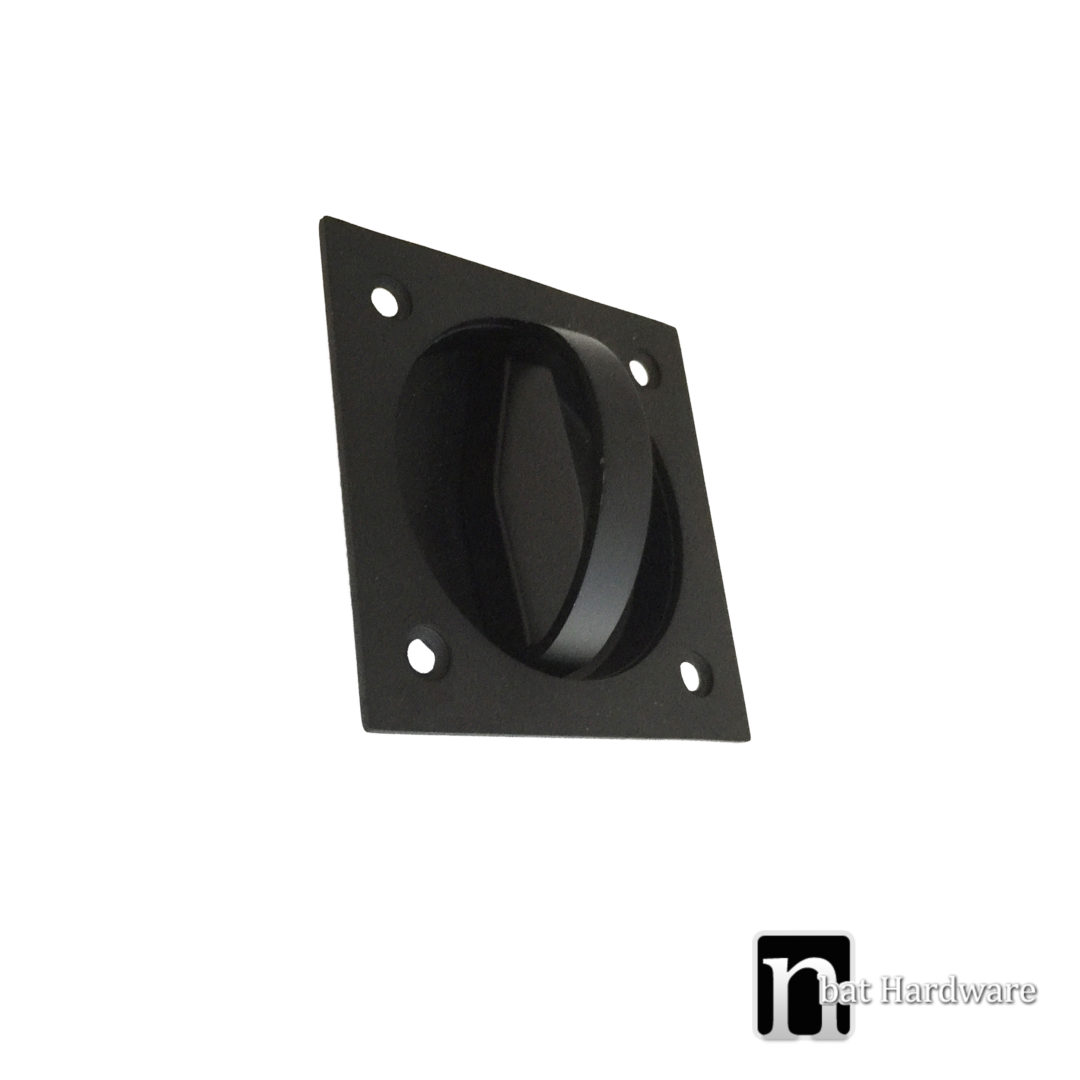 Matt Black Sliding Door Flush Pull and Ring | nBat Hardware