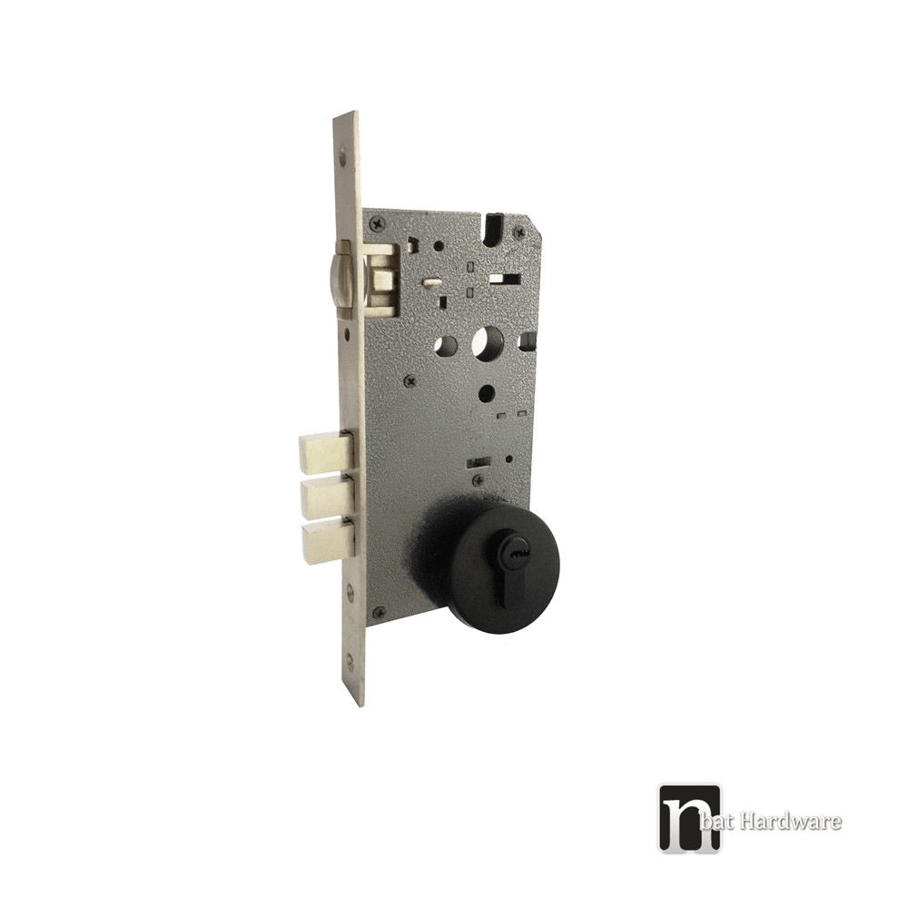 roller mortice lock with black round plate | nBat Hardware