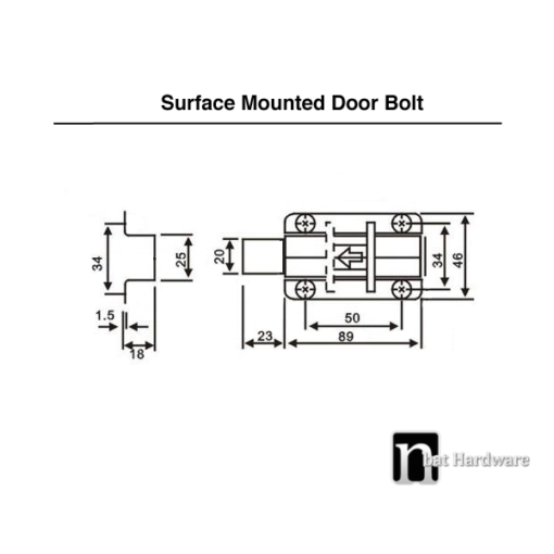 Surface Mounted Door Bolt | nBat Hardware