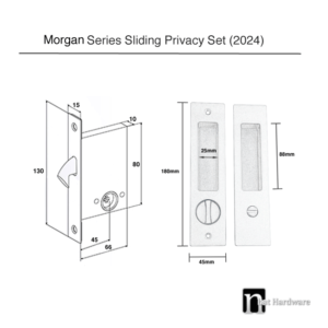 Morgan Series Sliding Door Privacy Set - Brushed Brass | nBat Hardware