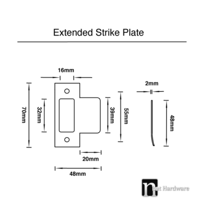 Extended Latch Strike Plate - Brass Finish | nBat Hardware
