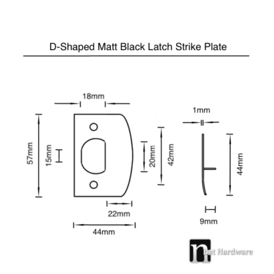 Matt Black D-Shaped Strike Plate | nBat Hardware
