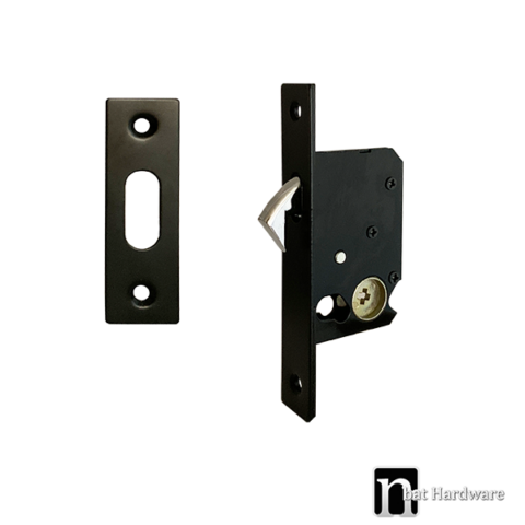 Black Sliding Hook Lock with Narrow Backset | nBat Hardware