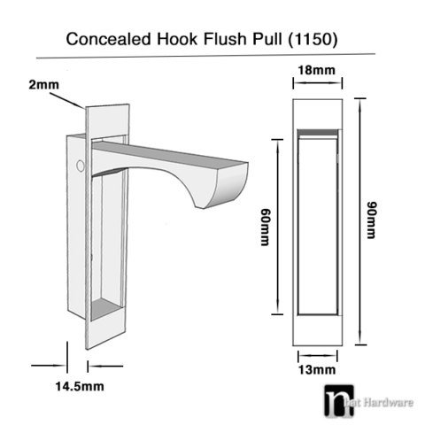 Matt Black Hook Pull in a Concealed Box | nBat Hardware