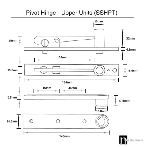 Heavy Duty Stainless Steel Pivot Hinge | nBat Hardware