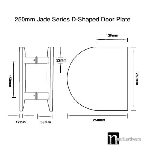 Matt Black 250mm Oval Door Pull Plate | nBat Hardware