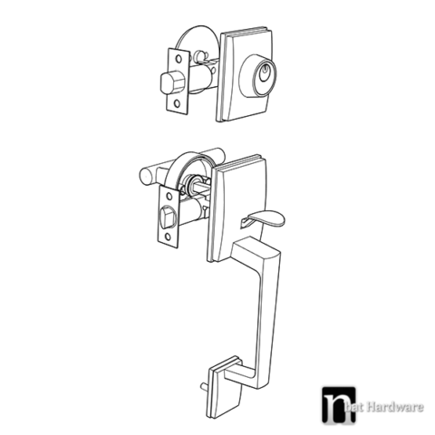 Satin Nickel Architectural Handle Lockset - Coongie Series
