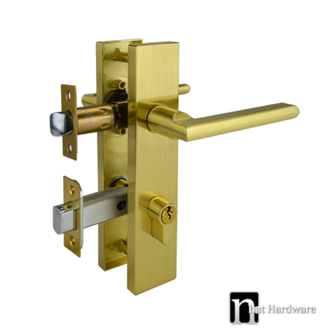 Brushed Brass Finish Entry Door Lock Set | nBat Hardware