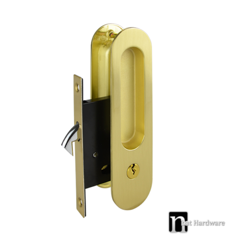 Brass Finish Sliding Lockset - Barlee Series | nBat Hardware