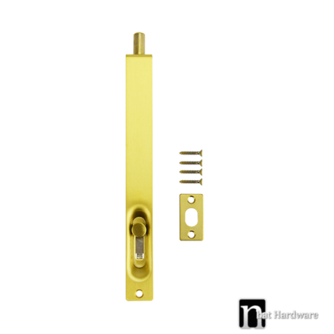 200mm Door Flush Bolt - Brushed Brass Finish | nBat Hardware