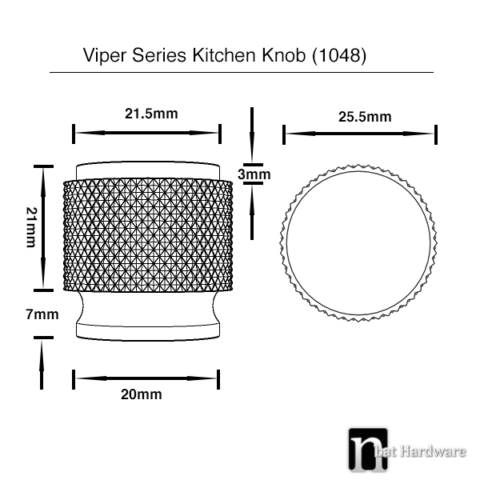 Mixed Brass Grey Finish Ridged Kitchen Knob | nBat Hardware