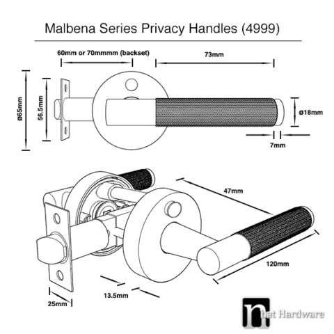 Satin Nickel Privacy Set - Esperance Series | nBat Hardware