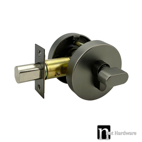 Round Single Cylinder Deadbolt - Gunmetal | nBat Hardware