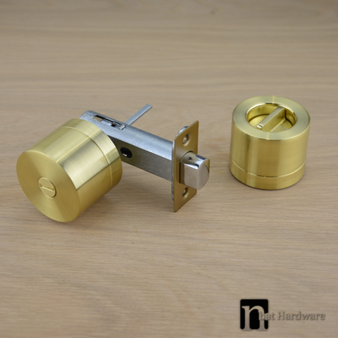 Brushed Brass Finish Door Privacy Deadbolt - Pedder Series