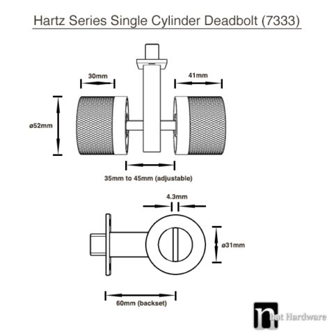 Matt Black Finish Deadbolt - Hartz Series | nBat Hardware