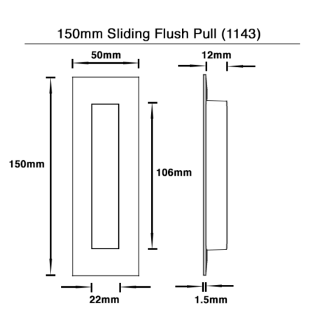 150mm Sliding Flush Pull - Gunmetal Finish | nBat Hardware