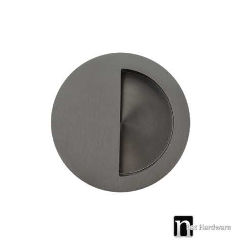 90mm Round Semi Closed Sliding Flush Pull - Gunmetal Finish