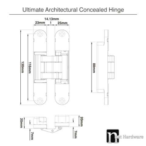 Architectural Concealed Hinge - Brass Finish | nBat Hardware