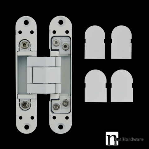 White Architectural Concealed Door Hinge | nBat Hardware