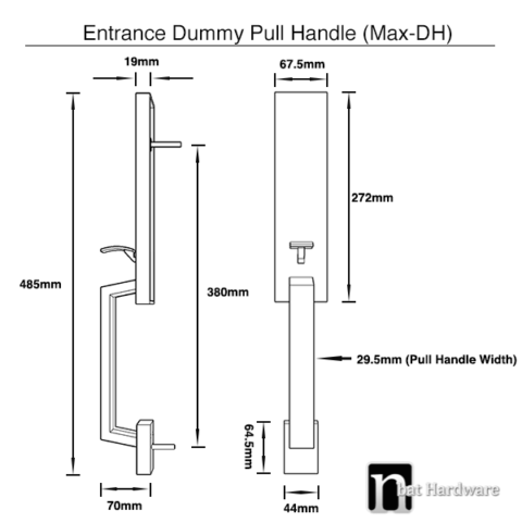 Matt Black Dummy Pull Handle - Max Series | nBat Hardware