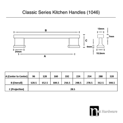 Brushed Brass Finish Kitchen Handles - Classic Series