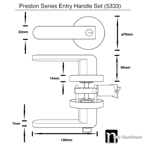 Satin Nickel Entry Lock Set - Preston Series | nBat Hardware