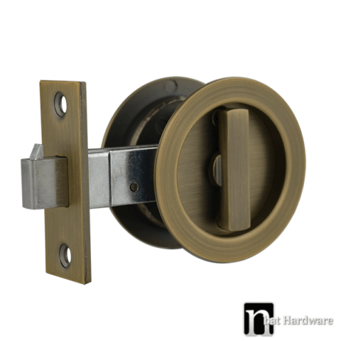 Antique Bronze Sliding Round Privacy Set - Maxwell Series