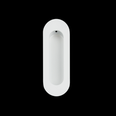 White Finish Oval Sliding Flush Pull Handle | nBat Hardware