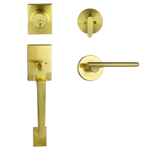 Brass Finish Architectural Handle Lockset - Coongie Series